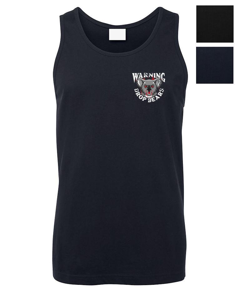 Warning Drop Bears Left Chest Logo Mens Singlet - Funny Australian ...