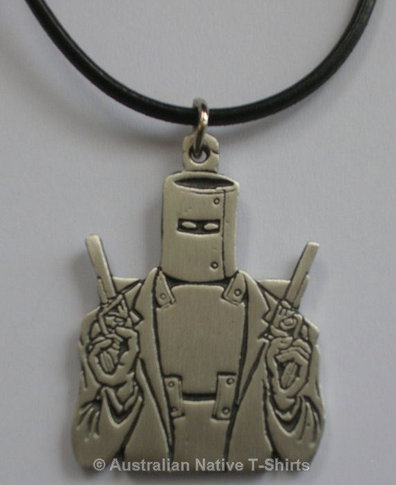 Ned Kelly Flat Pewter Pendant (With Leather Necklace) - Ned Kelly Gifts ...